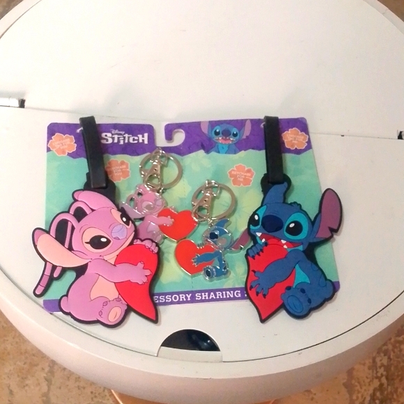 Disney | Other | Nwt Disney Angel And Stitch Luggage Tags Key Chain ...